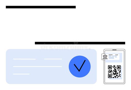 Mobile Banking Verification with QR Code and Check Mark Stock Vector ...