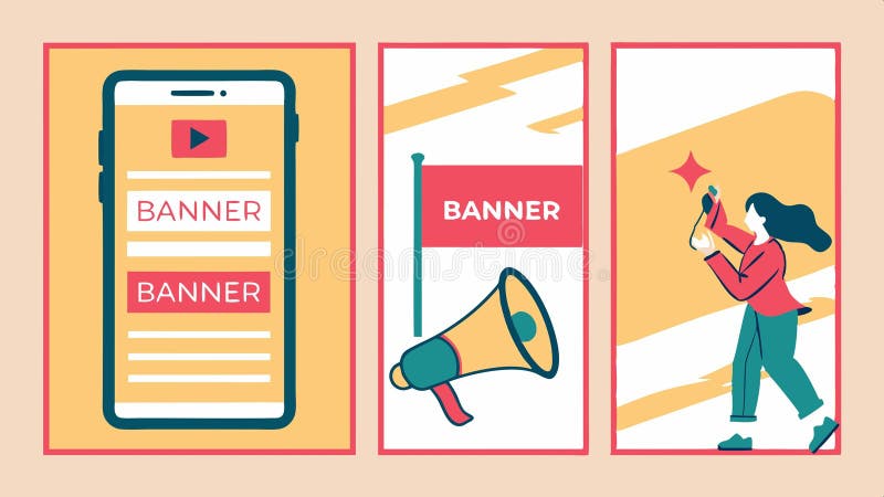 Mobile Banner Template Set, Vector for App Ads and Promotion Themes ...