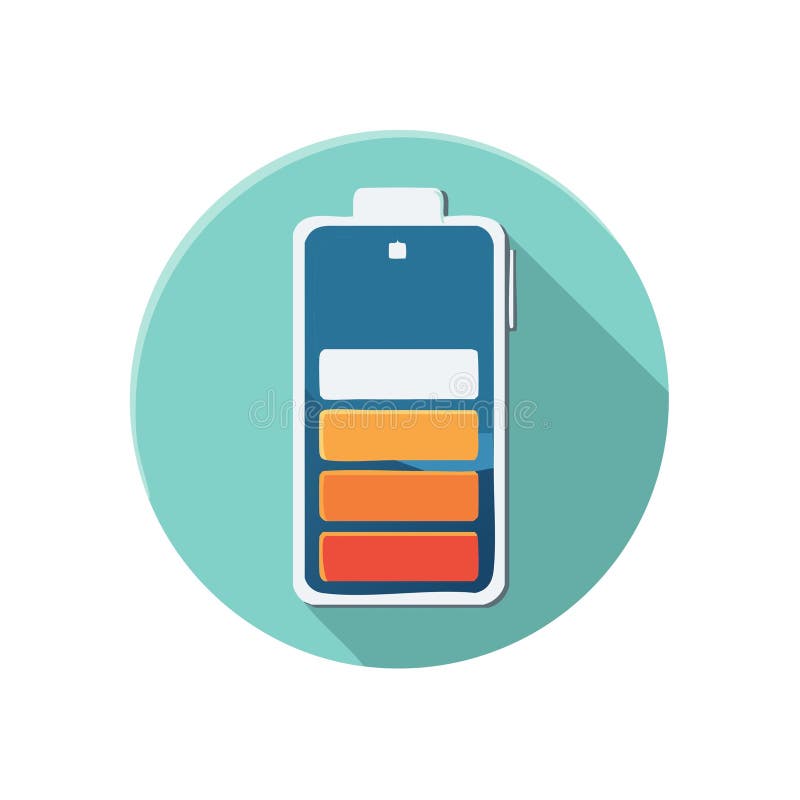 Mobile Battery Icon Displaying Low Power Level in a Flat Design Style ...