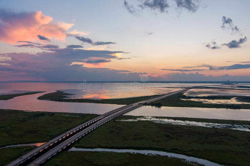 Mobile Bay, Alabama at Sunset in Summer of 2022 Stock Photo - Image of ...