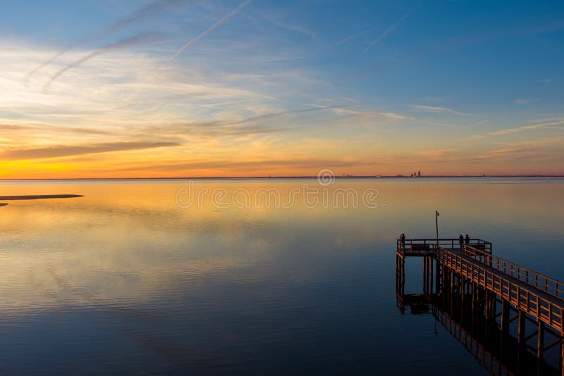 Pier on the Eastern Shore of Mobile Bay Stock Image - Image of daphne ...