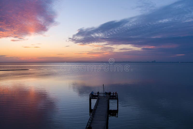Pier on the Eastern Shore of Mobile Bay Stock Image - Image of tranquil ...