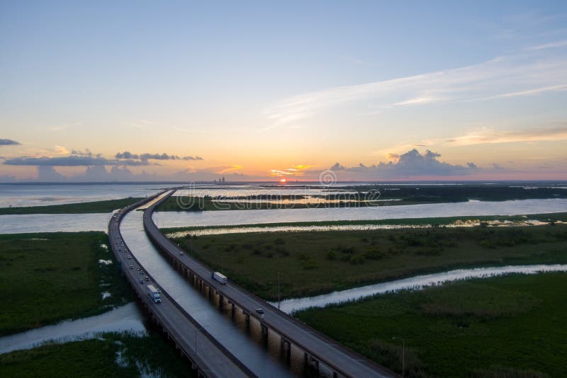 Mobile Bay at Sunset in June of 2021 on the Alabama Gulf Coast Stock ...