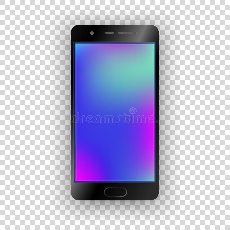 Mobile Black Phone on Transparent Background. Vector Illustration Stock ...