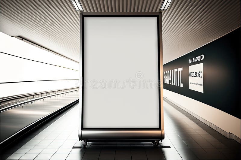 Mobile Blank Billboard Mockup on Wheels Located in Transition between ...