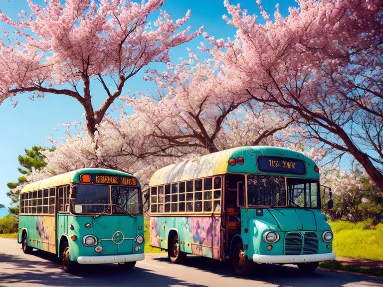 Mobile Book Library Bus, Generative AI Illustration Stock Illustration ...