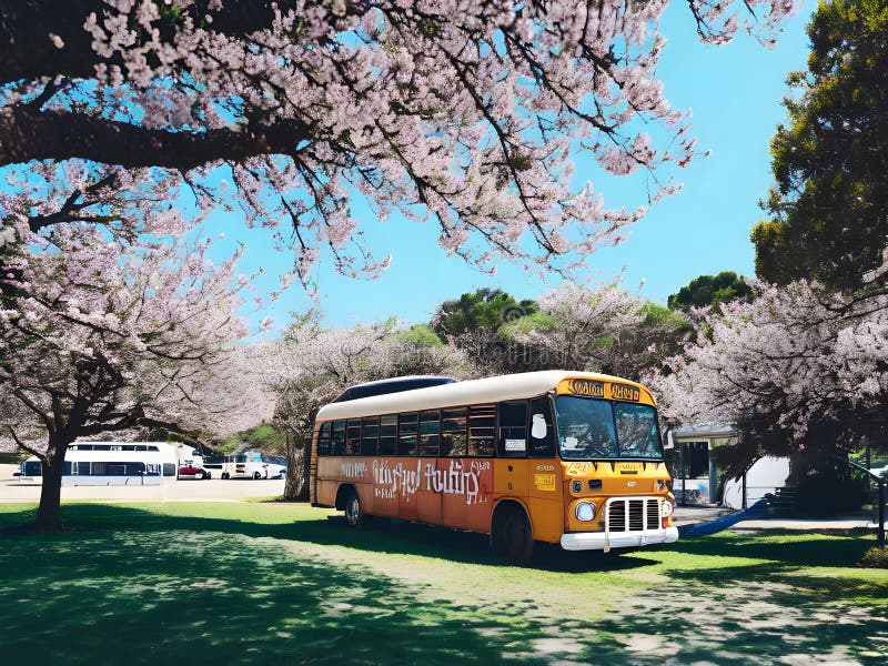 Mobile Book Library Bus, Generative AI Illustration Stock Illustration ...