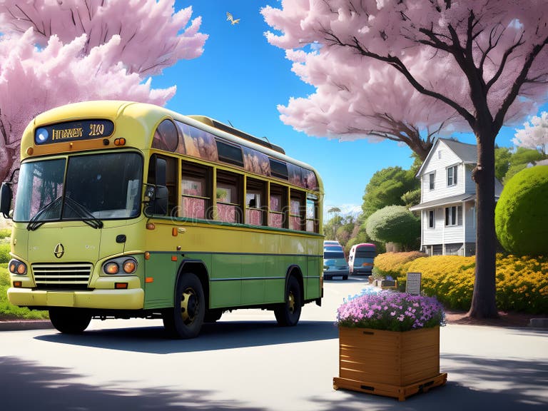 Mobile Book Library Bus, Generative AI Illustration Stock Illustration ...