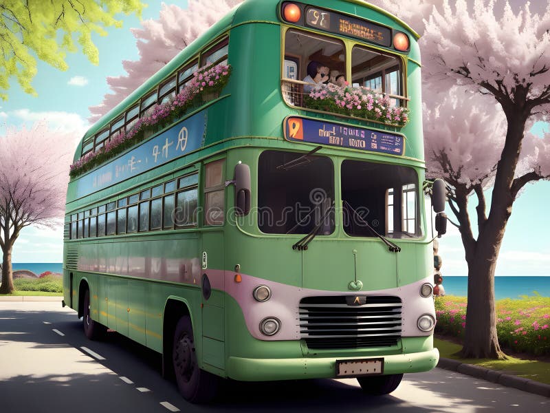 Mobile Book Library Bus, Generative AI Illustration Stock Illustration ...