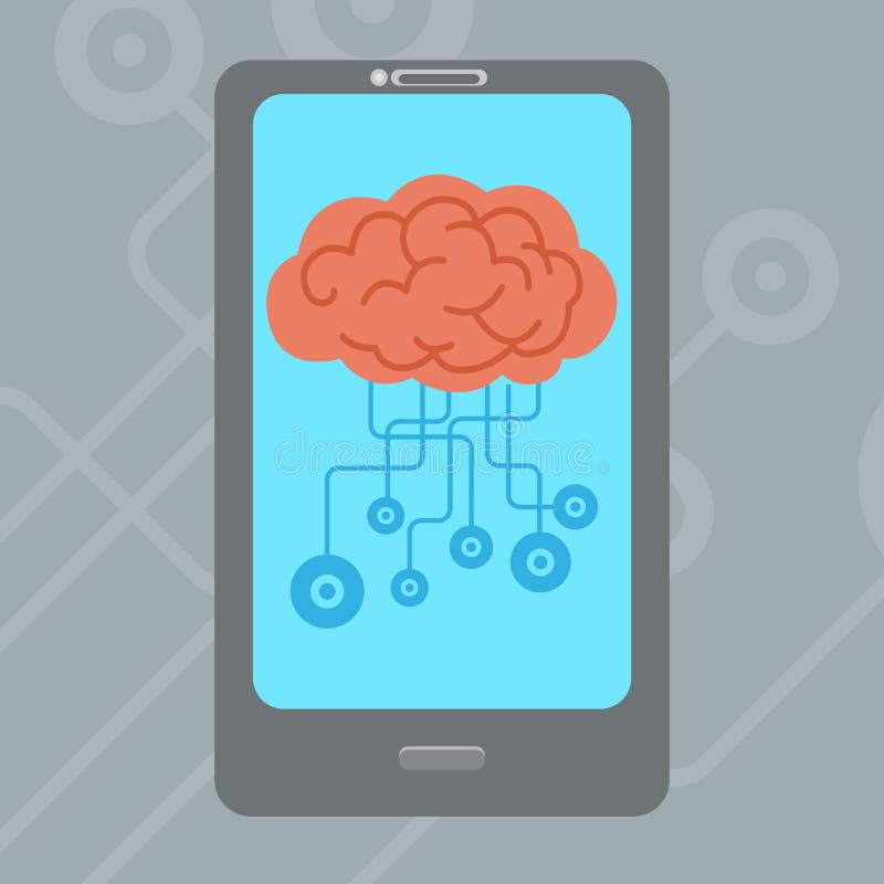 Mobile Brain stock vector. Illustration of gear, action - 50805439