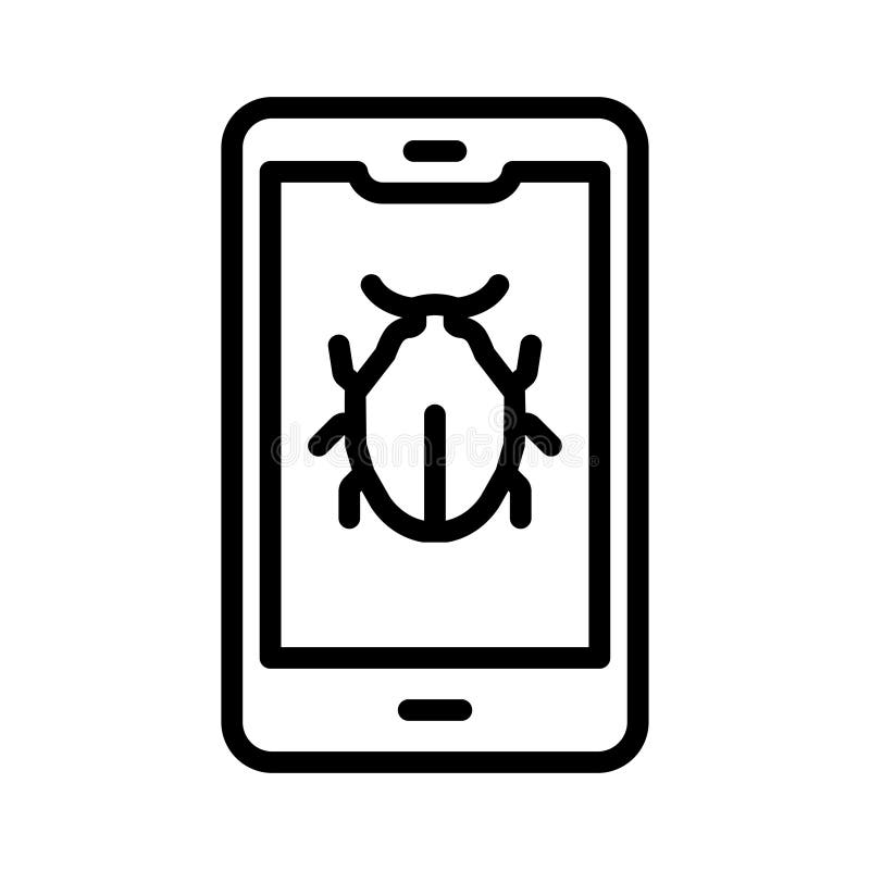 Mobile Bug icon stock vector. Illustration of symbol - 225662536