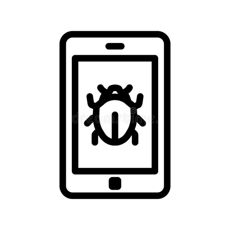 Mobile bug icon stock illustration. Illustration of repair - 365646960