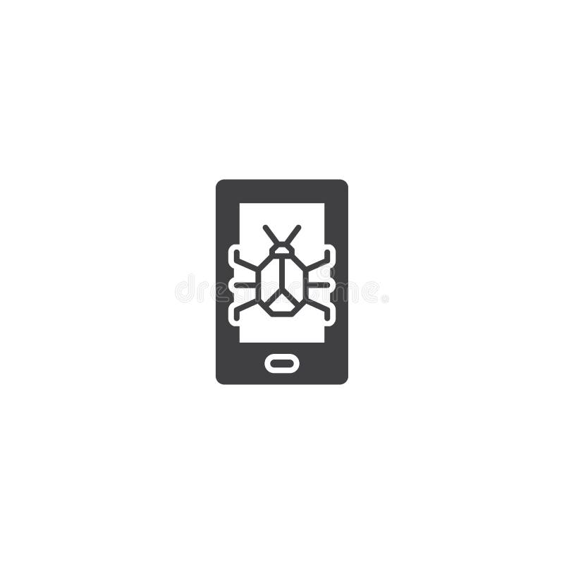 Mobile Bug, Phone Virus Icon Vector Stock Vector - Illustration of ...