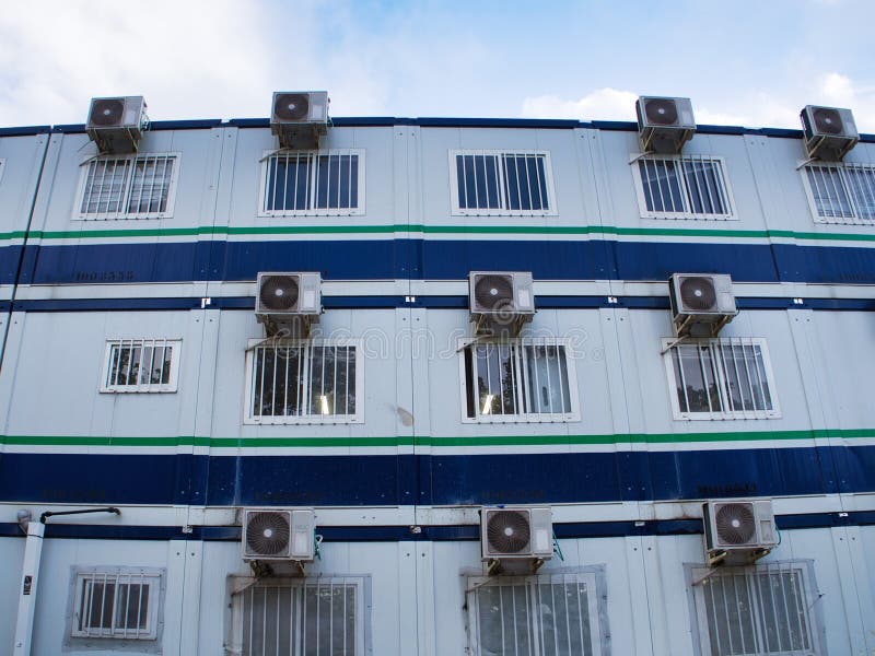 Mobile Building in Industrial Site or Office Container on Construction ...