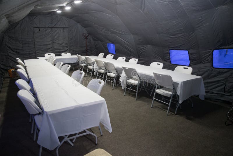 Mobile Building Temporary Camp Stock Photo - Image of office ...