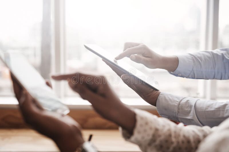 Mobile, Business and Hands in Office with Tablet for Networking ...