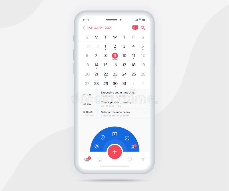Mobile App Calendar Light Mode Concept, Activity Calendar Template UI ...