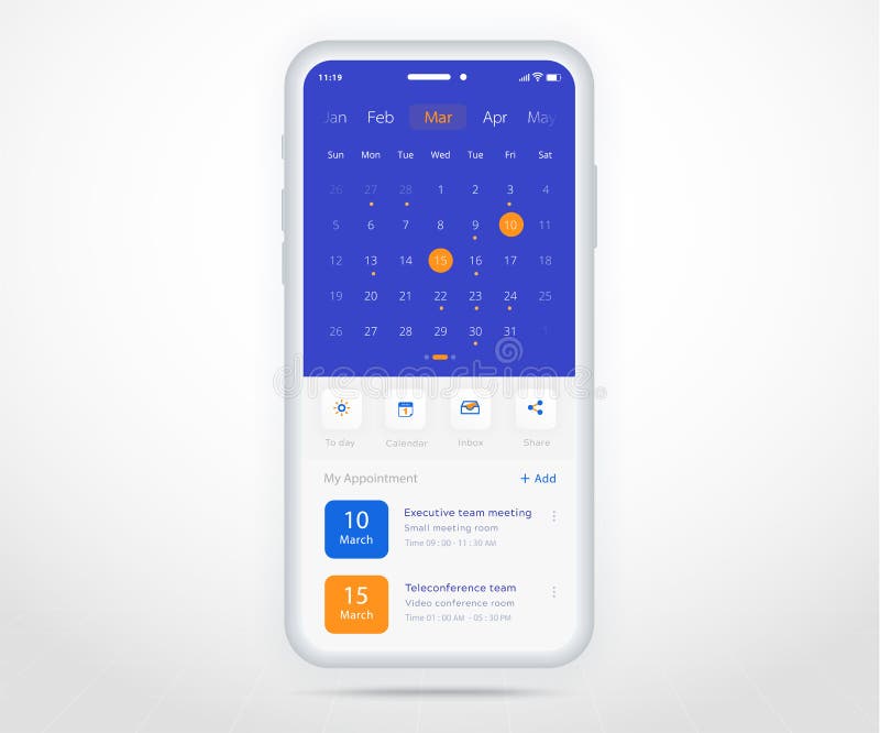 Mobile App Calendar Light Mode Concept, Activity Calendar Template UI ...