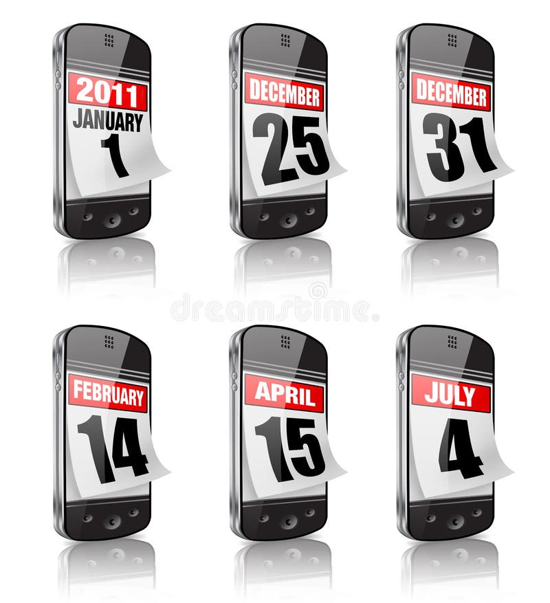 Mobile Calendar Holidays stock illustration. Illustration of date ...