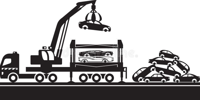 Mobile Car Crusher for Metal Scrap Stock Vector - Illustration of icon ...
