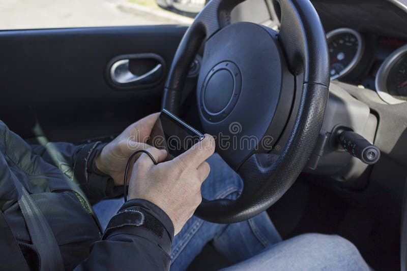 Mobile in the car stock photo. Image of person, cell - 94319096
