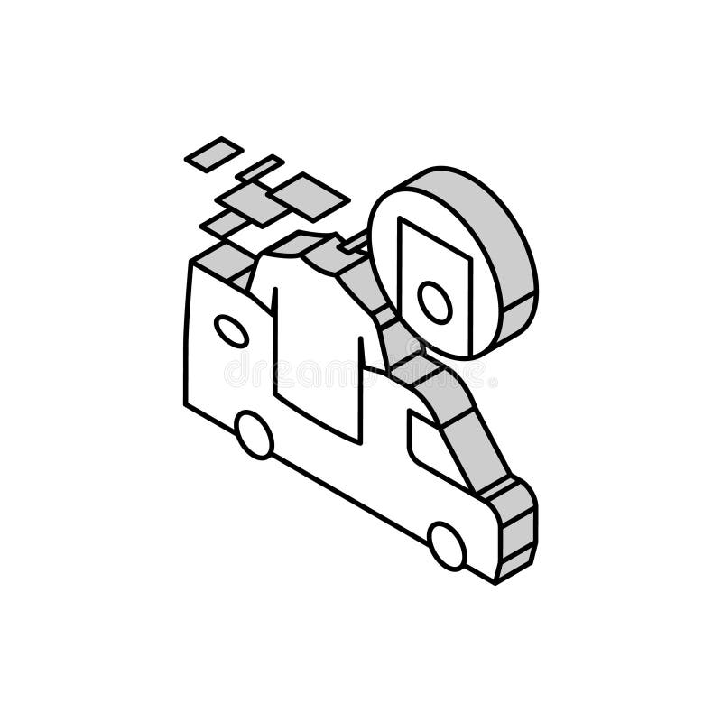Mobile Car Wash Isometric Icon Vector Illustration Stock Vector