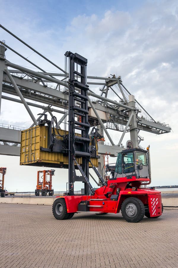 Mobile Cargo Container Shipping Port Stock Image - Image of freight ...