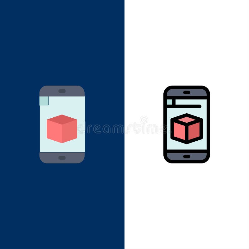 Mobile, Cell, Box, Technology Icons. Flat and Line Filled Icon Set ...