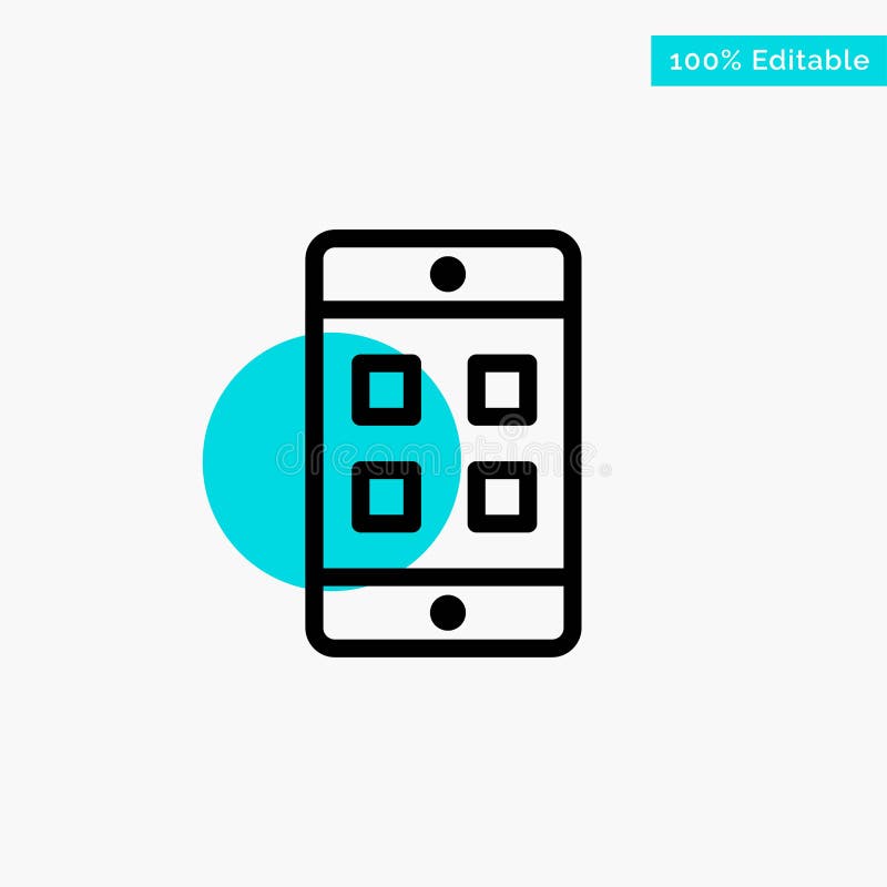 Mobile, Cell, Box Turquoise Highlight Circle Point Vector Icon Stock ...