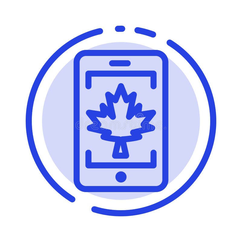 Mobile, Cell, Canada, Leaf Blue Dotted Line Line Icon Stock Vector ...