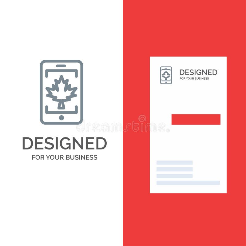 Mobile, Cell, Canada, Leaf Grey Logo Design and Business Card Template ...