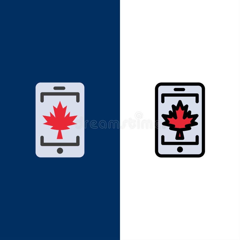 Mobile, Cell, Canada, Leaf Icons. Flat and Line Filled Icon Set Vector ...