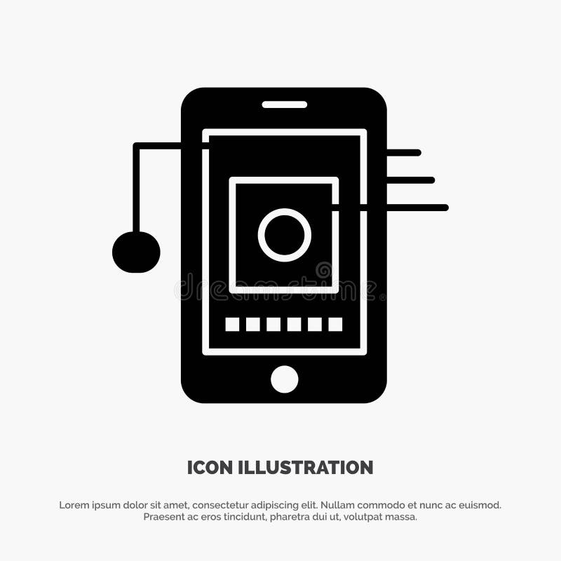 Mobile, Cell, Hardware, Network Solid Black Glyph Icon Stock Vector ...