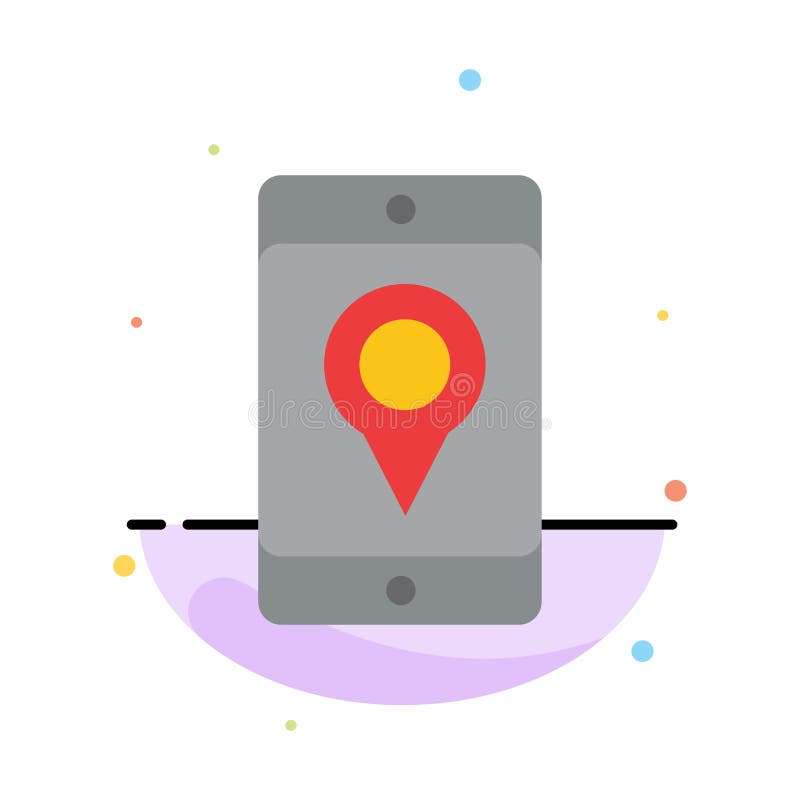 Mobile, Cell, Map, Location Abstract Flat Color Icon Template Stock ...