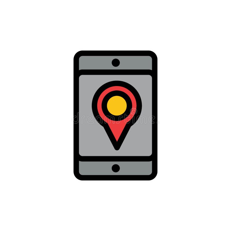 Mobile, Cell, Map, Location Flat Color Icon. Vector Icon Banner ...