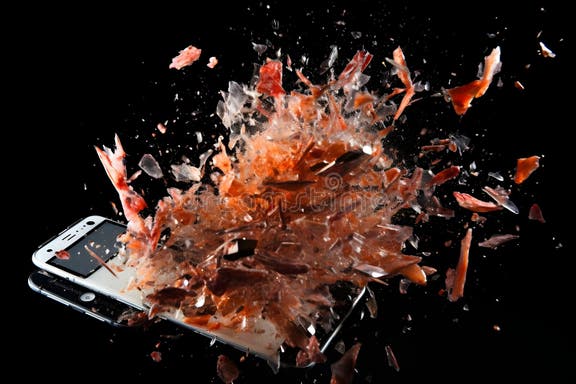 Mobile Cell Phone Exploding into Pieces Stock Illustration ...
