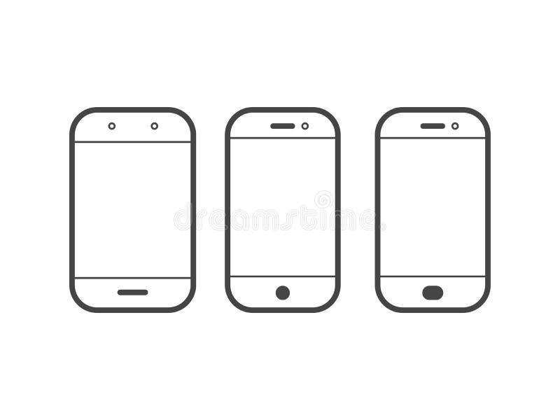 Smartphone Line Outline Style Vector Illustration, Simple Mobile Phone ... Smartphone Line Outline Style Vector Illustration, Simple Mobile Phone ...