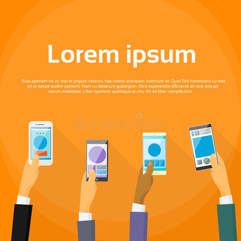 Mobile Cell Smart Phone Call Hands Touch Screen Stock Vector ...