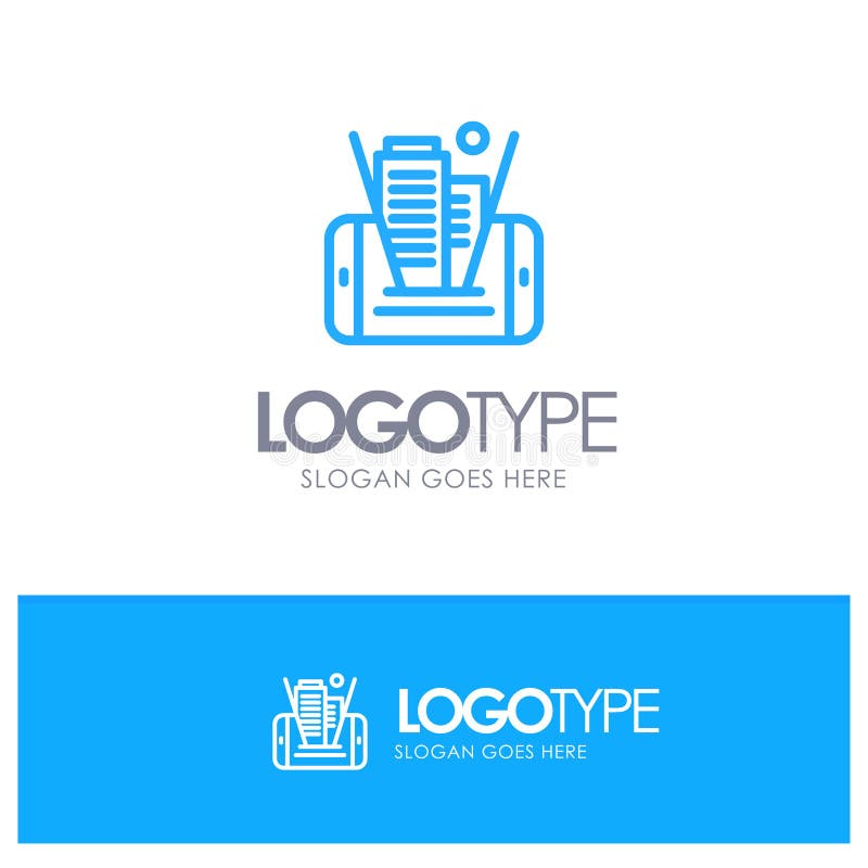 Mobile, Cell, Technology, Building Blue OutLine Logo with Place for ...