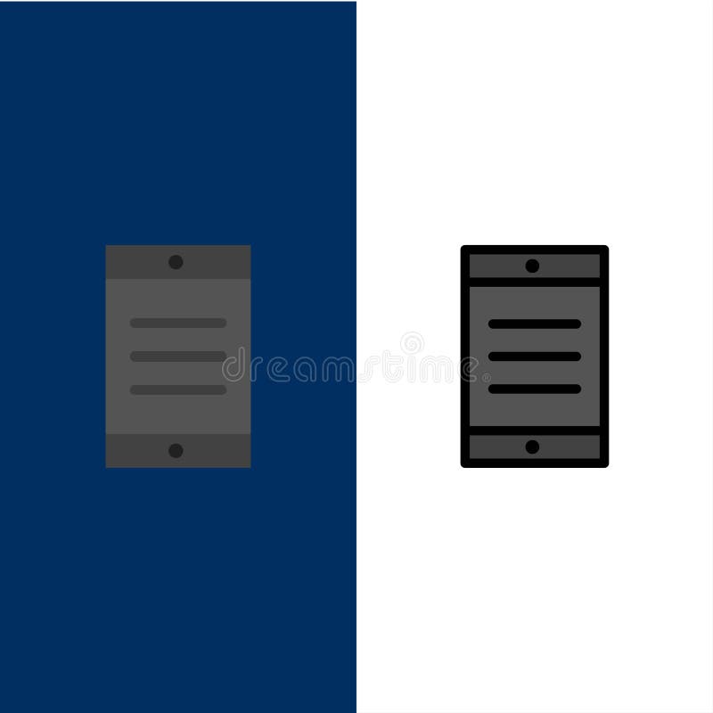 Mobile, Cell, Text Icons. Flat and Line Filled Icon Set Vector Blue ...