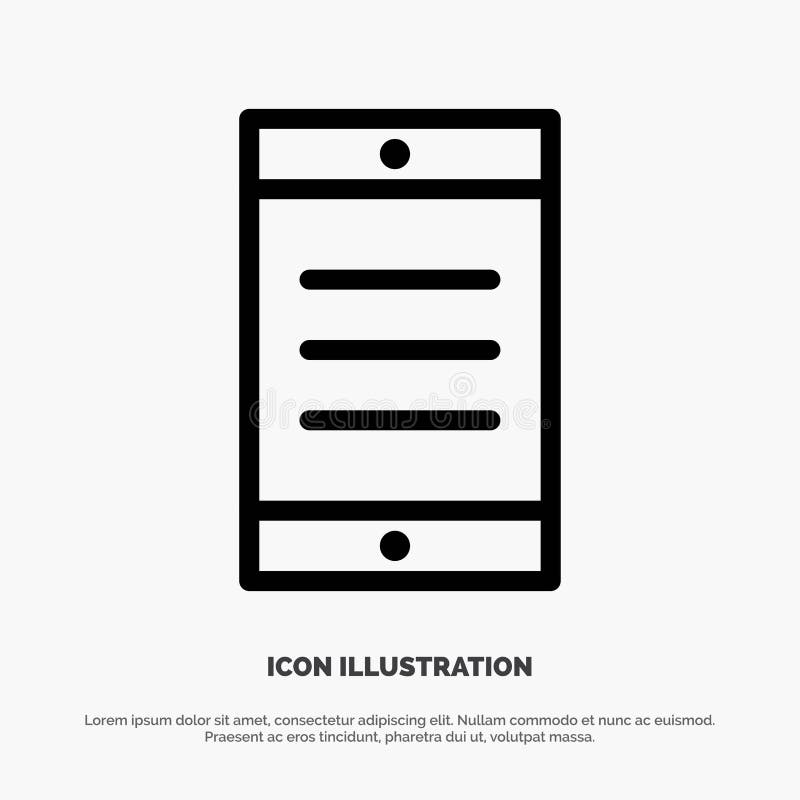 Mobile, Cell, Text Line Icon Vector Stock Vector - Illustration of ...