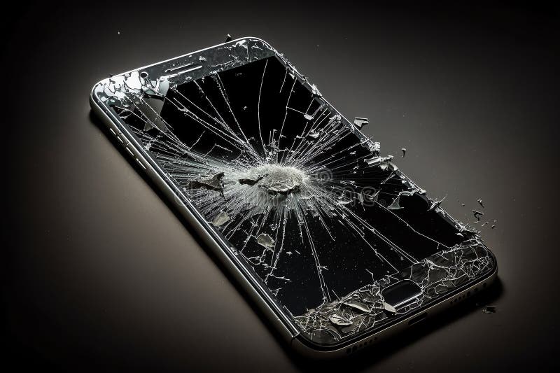 Mobile Cellphone with Broken Glass. Smartphone Falling Down on the ...