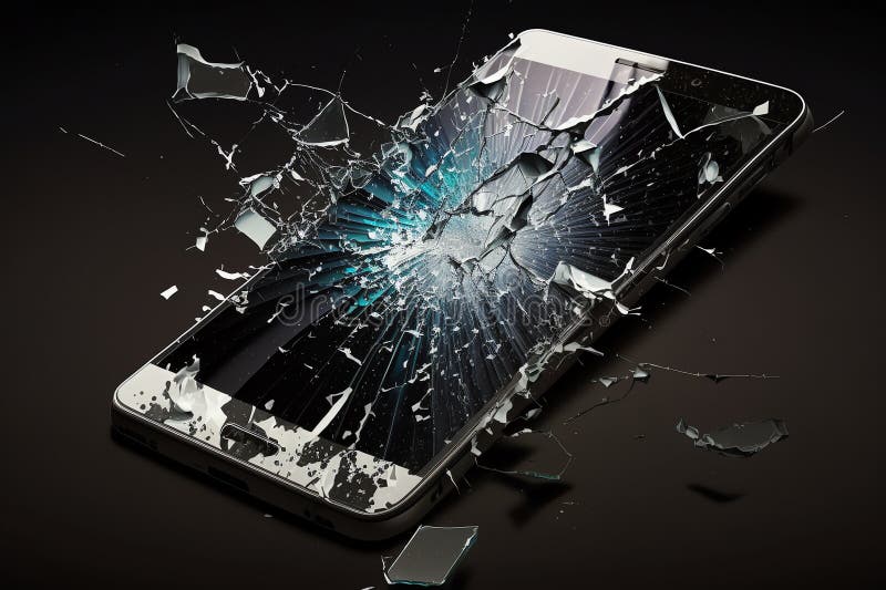 Mobile Cellphone with Broken Glass. Smartphone Falling Down on the ...
