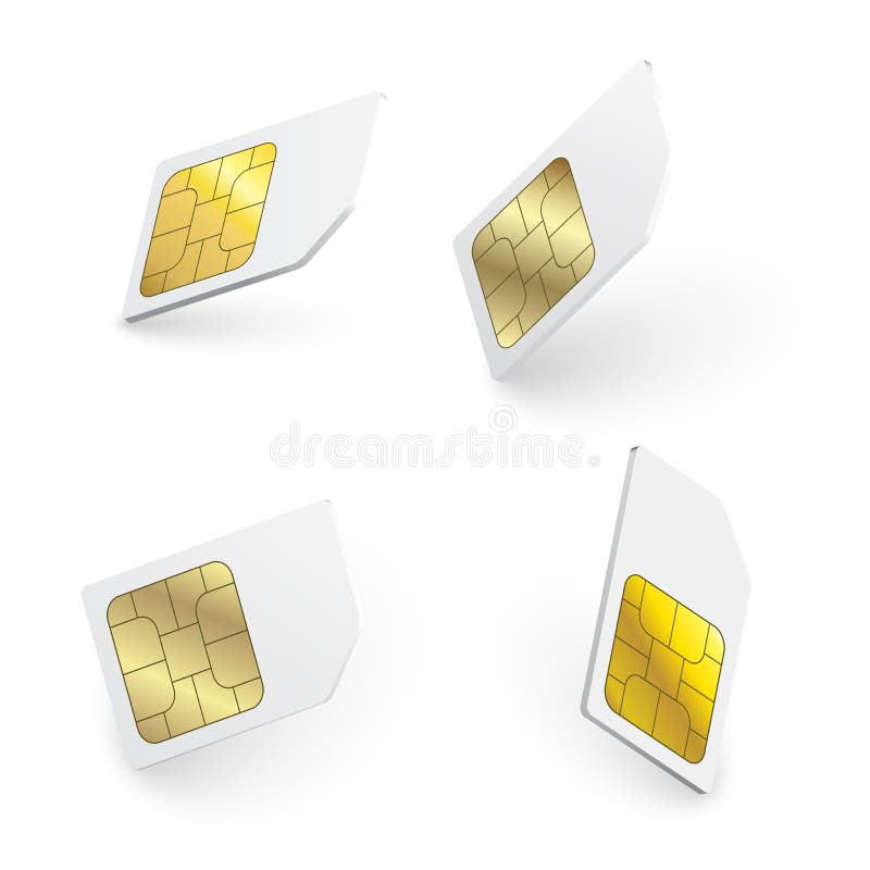 Mobile Cellular Phone Sim Card Chip Isolated on Stock Illustration ...
