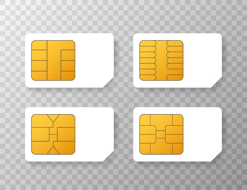 Mobile Cellular Phone Sim Card Chip Isolated on Background. Vector ...