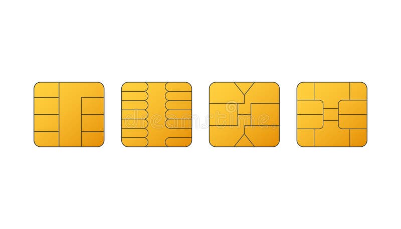 Mobile Cellular Phone Sim Card Chip Set Isolated on White Background ...