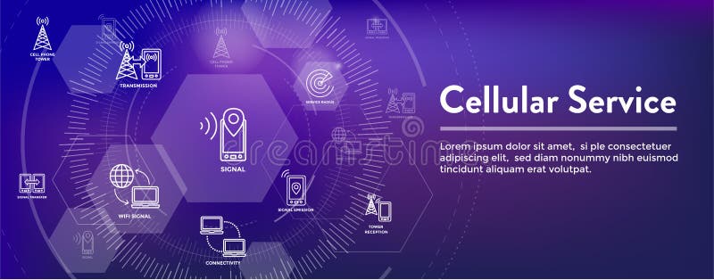 Mobile Cellular Service Web Header Banner with Cellphone Towers Stock ...