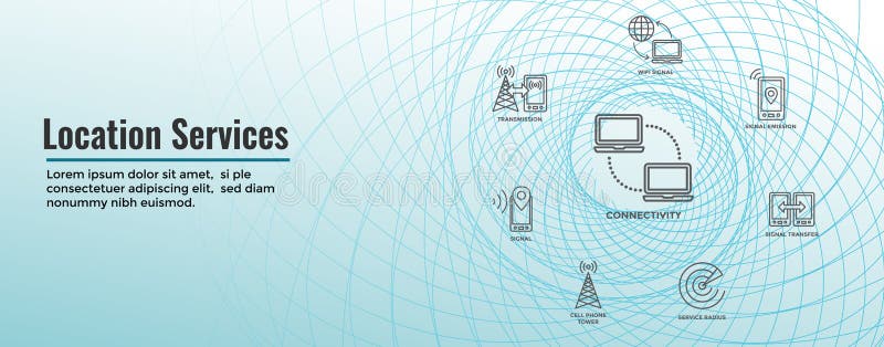 Mobile Cellular Service Web Header Banner with Cellphone Towers and ...