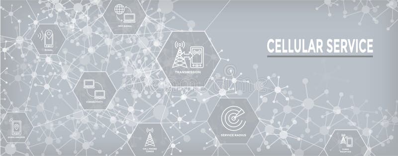 Mobile Cellular Service Web Header Banner with Cellphone Towers Stock ...