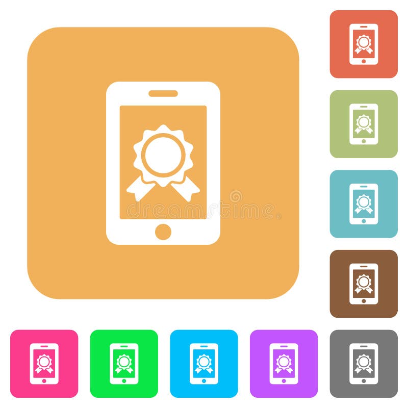 Mobile Certification Rounded Square Flat Icons Stock Vector ...